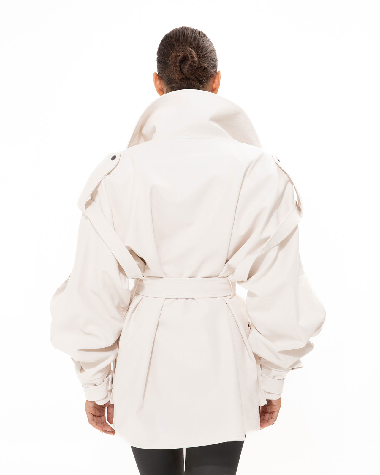 WHITE FAUX LEATHER JACKET | Vassia Kostara