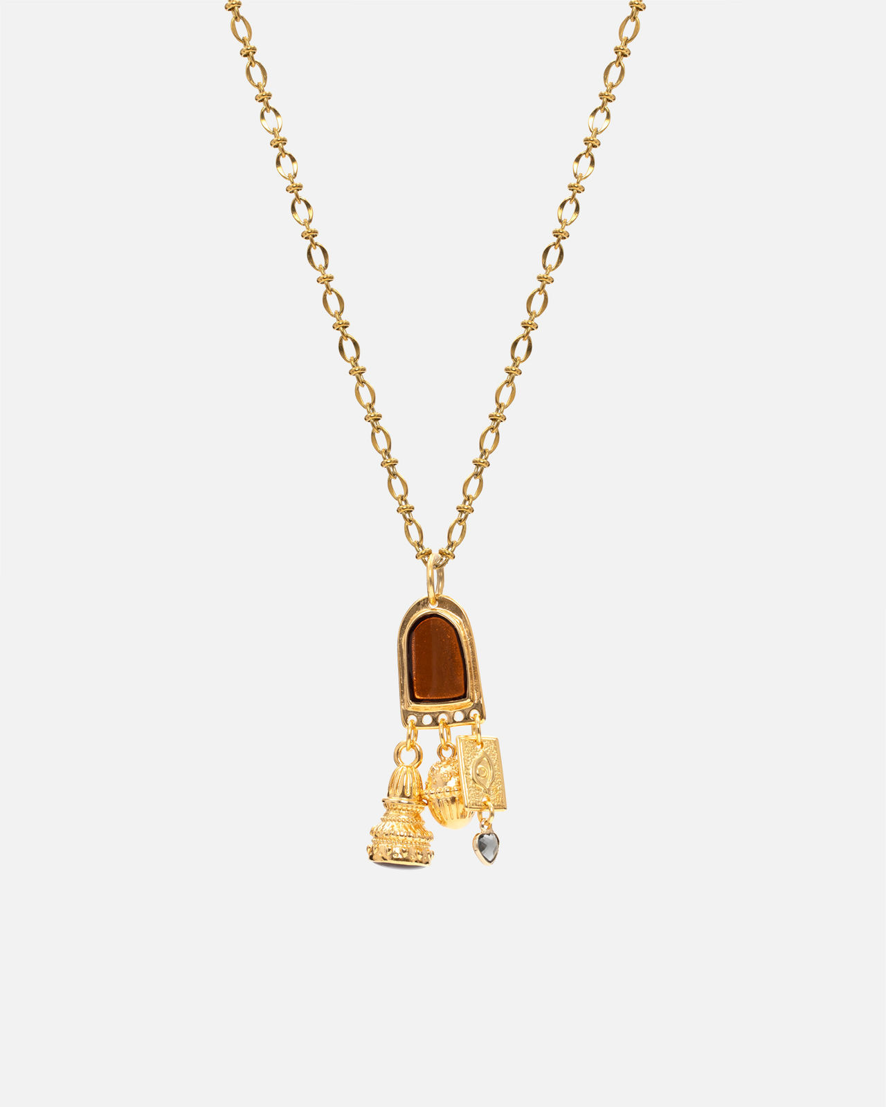 GOLD-PLATED LONG CHARM NECKLACE | Vassia Kostara