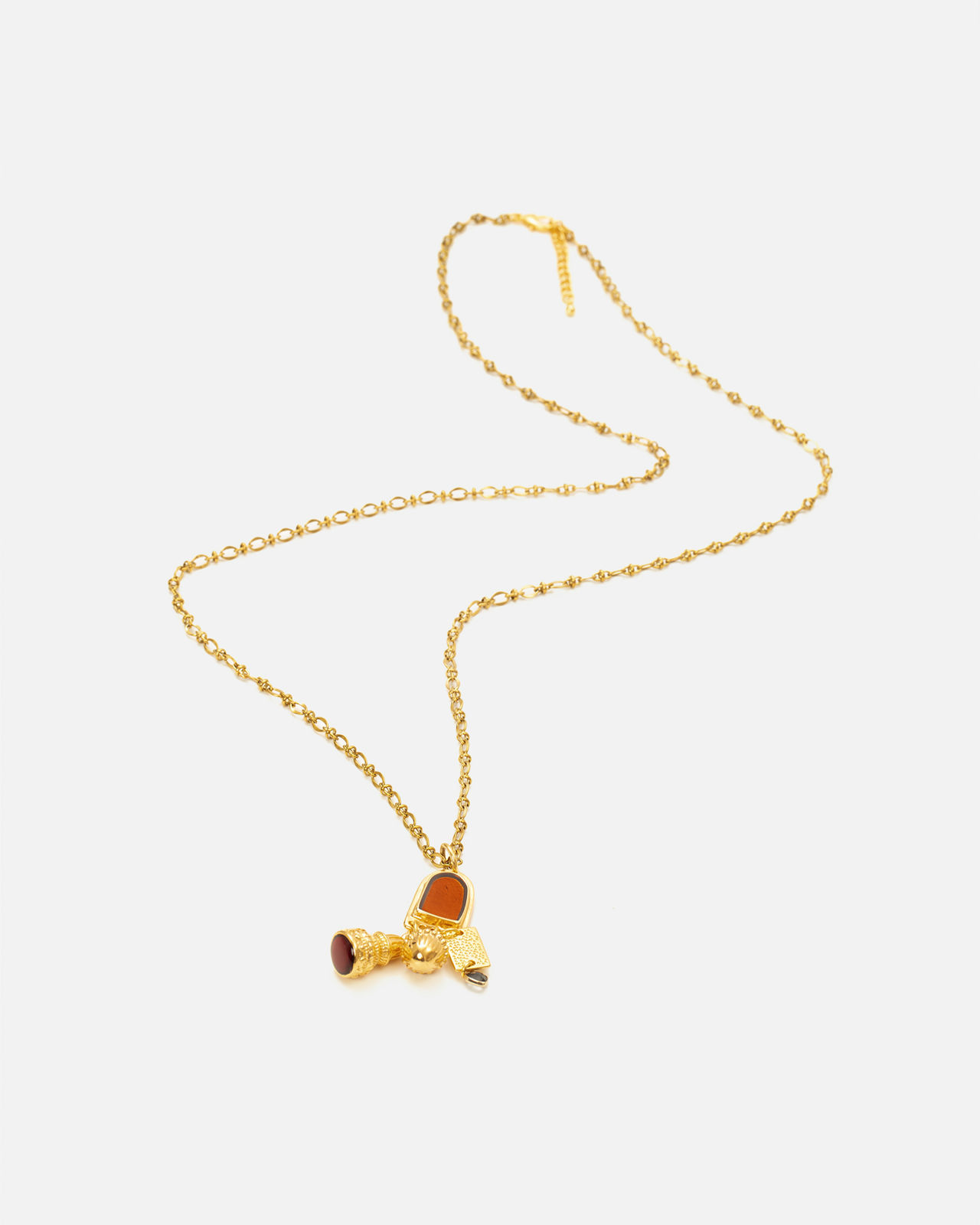 GOLD-PLATED LONG CHARM NECKLACE | Vassia Kostara