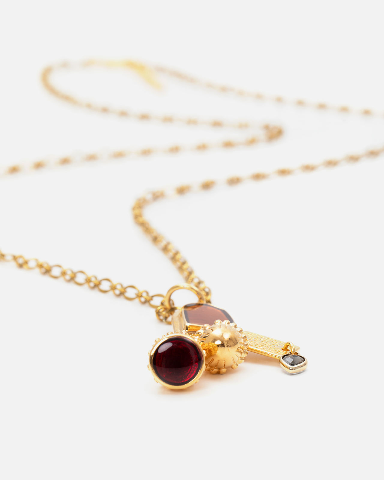 GOLD-PLATED LONG CHARM NECKLACE | Vassia Kostara